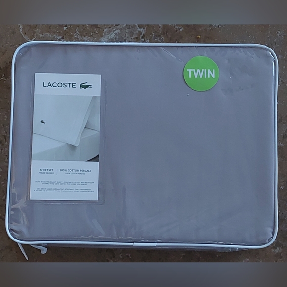 Lacoste | Bedding | Lacoste 0 Cotton Percale Sheet Twin Set Silvergrey ...